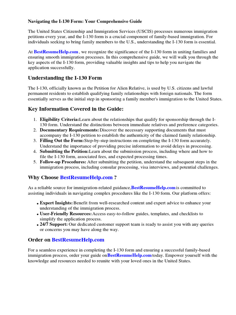 I 130 Cover Letter For Parent | PDF