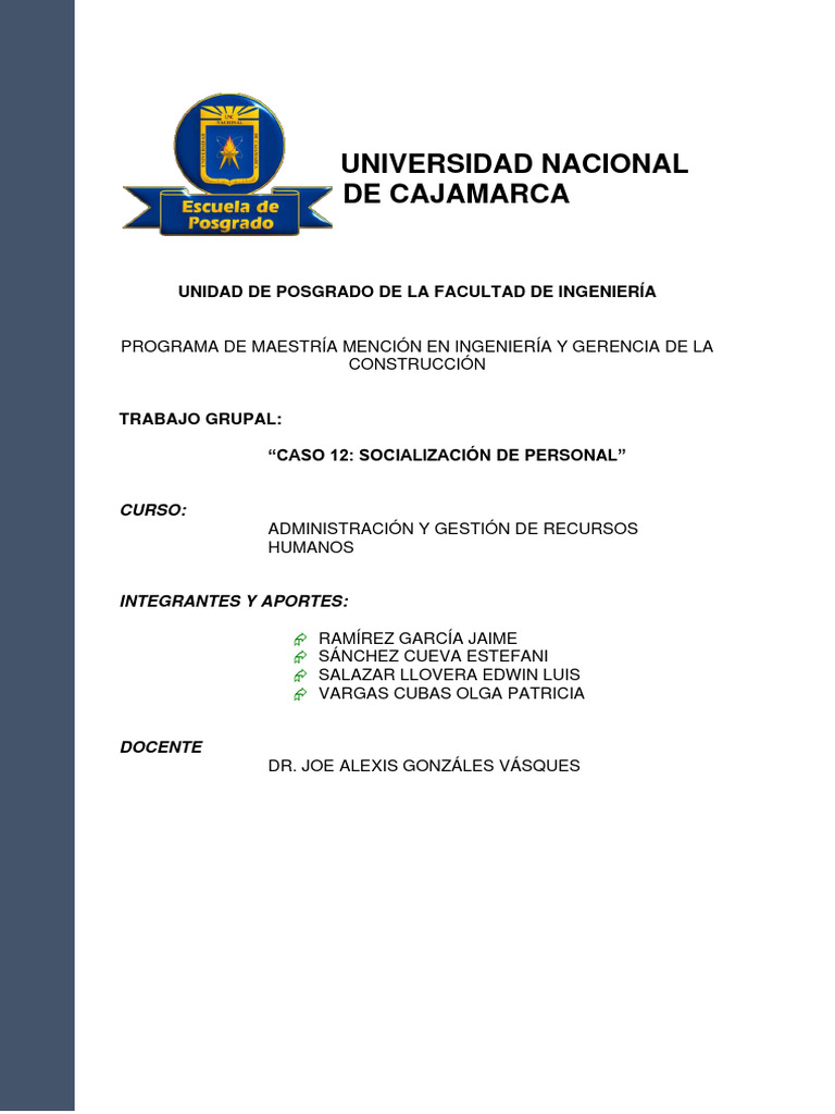 CASO 12_SOCIALIZACIÓN | PDF