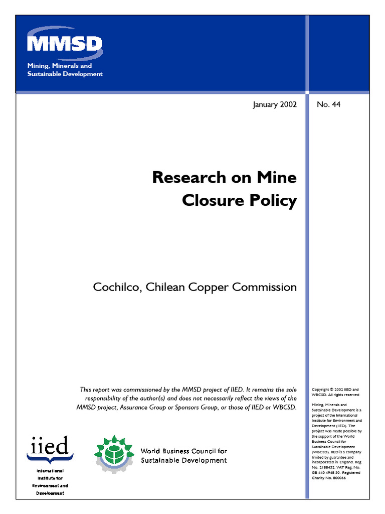 Research On Mine Closure Policy | PDF | Provinces And Territories Of ...
