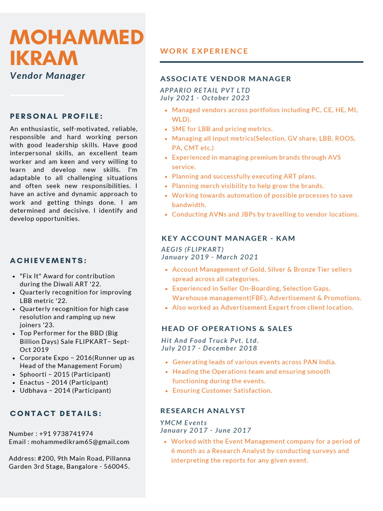 Mohammed Ikram CV 2023 | Download Free PDF | Master Of Business ...