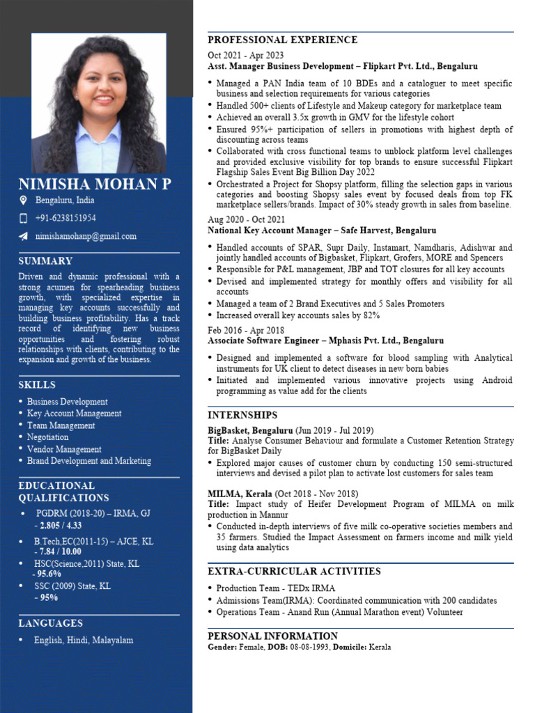 Nimishamohanp CV 2023 | PDF | Business Economics | Marketing