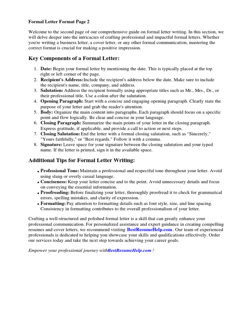 Formal Letter Format Page 2 | Download Free PDF | Proofreading ...