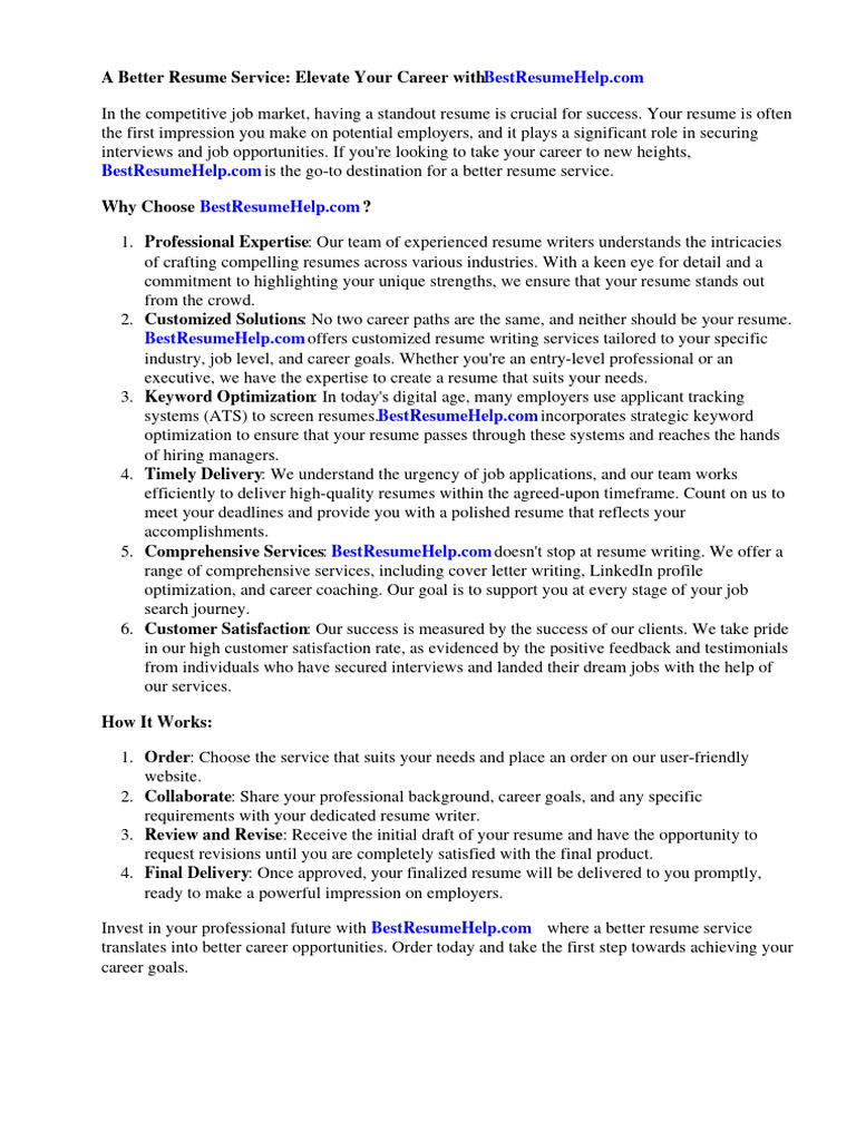 A Better Resume Service Chicago Loop | PDF