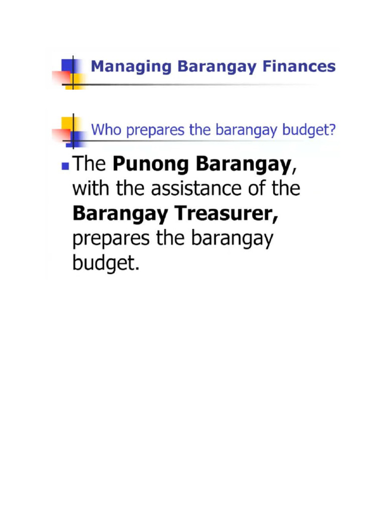 Effective and Transparent Management of Barangay Finances | PDF