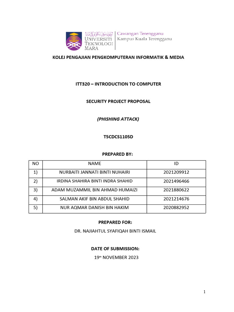 Project Proposal - Phishing Attack - T5CS1105D | PDF | Encryption | Security