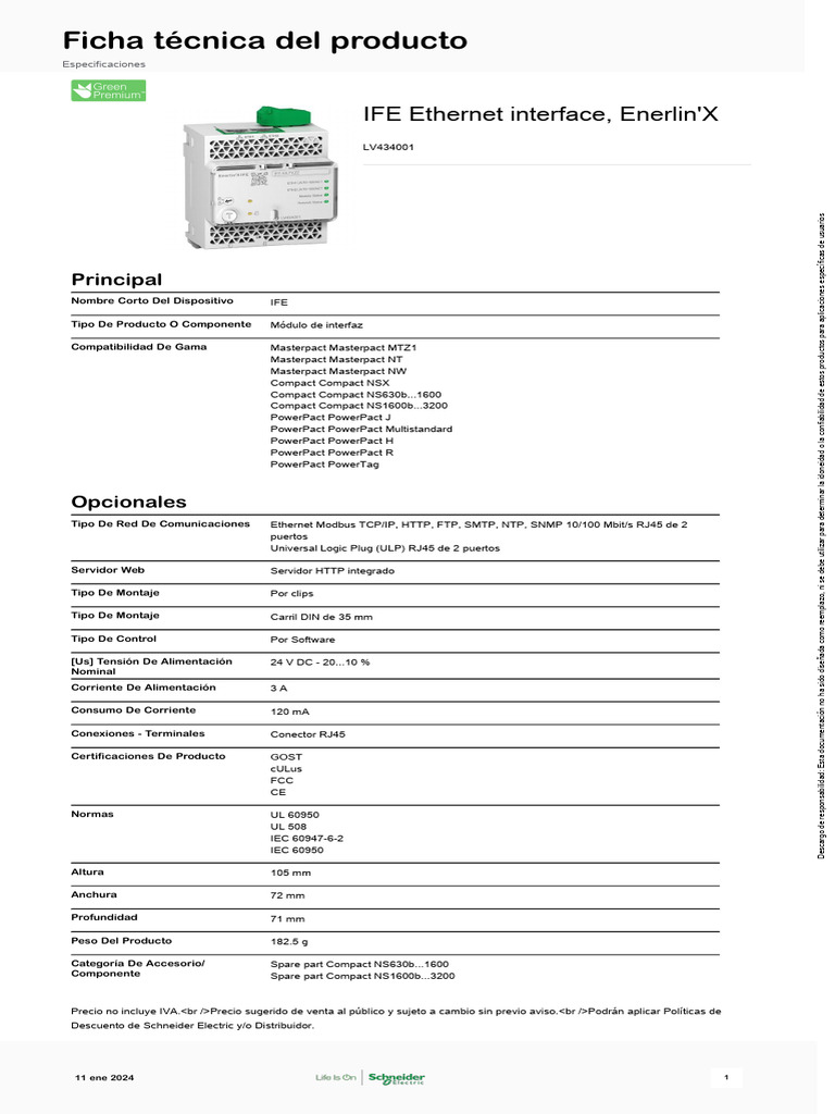 Schneider Electric - EnerlineX-IFE - LV434001 | PDF | Residuos ...