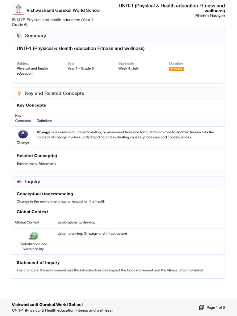 UNIT-1 (Physical & Health Education Fitness and Wellness) | PDF