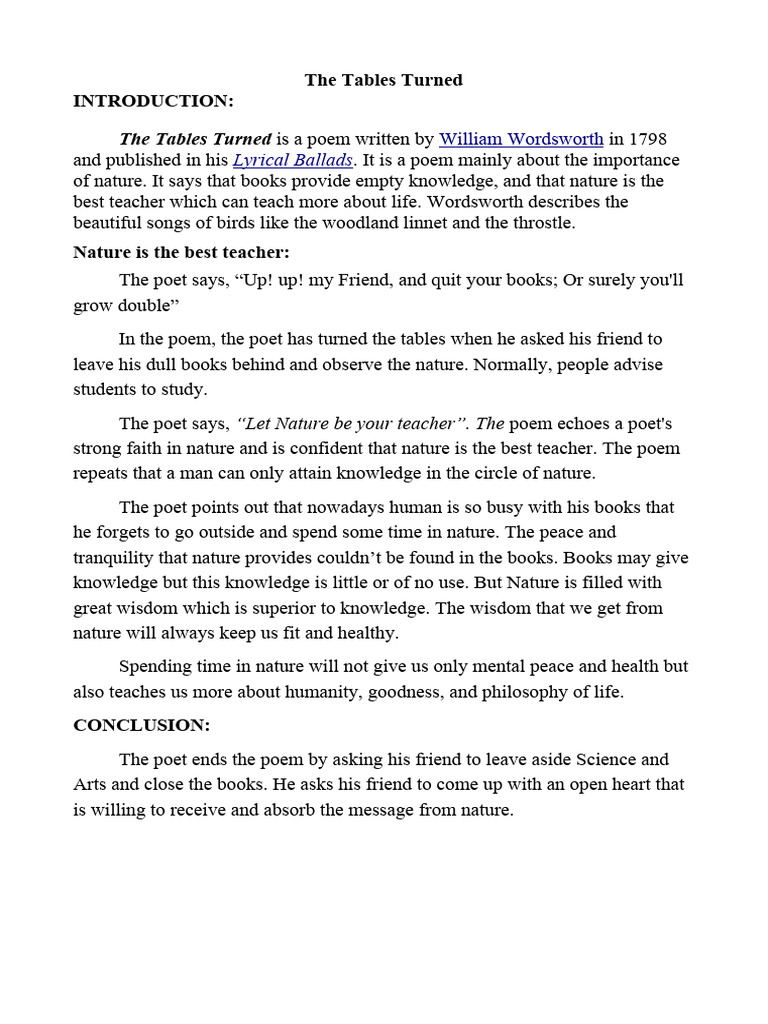 tables turned essay | PDF