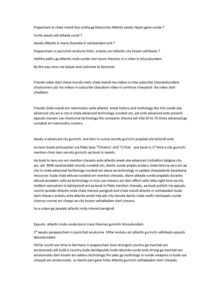 Atlantis script | PDF | Ancient Greek Philosophy | Atlantis