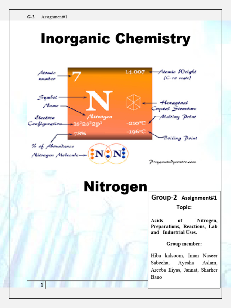 Inorganic Chemistry ASSIGNMENT | PDF | Nitric Acid | Acid