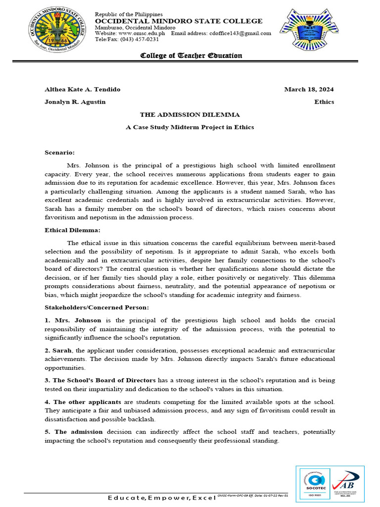 Midterm Project in Ethics | PDF