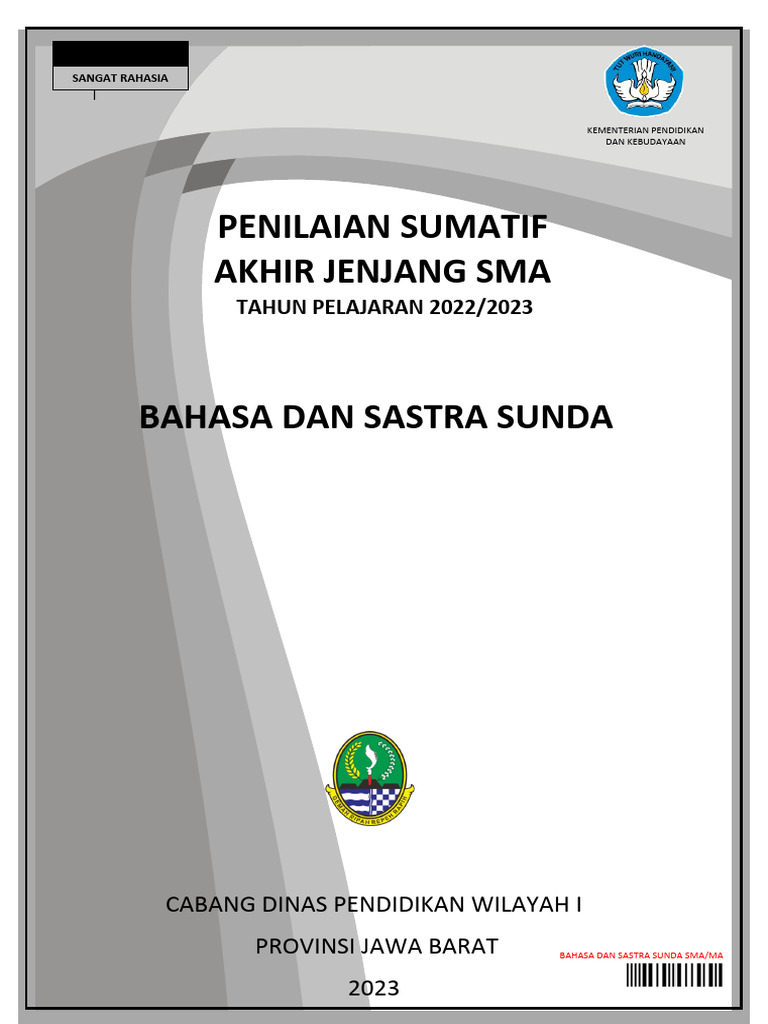 SOAL PENILAIAN SUMATIF AKHIR JENJANG 2023 BAHASA SUNDA PAKET 2 (Damis ...