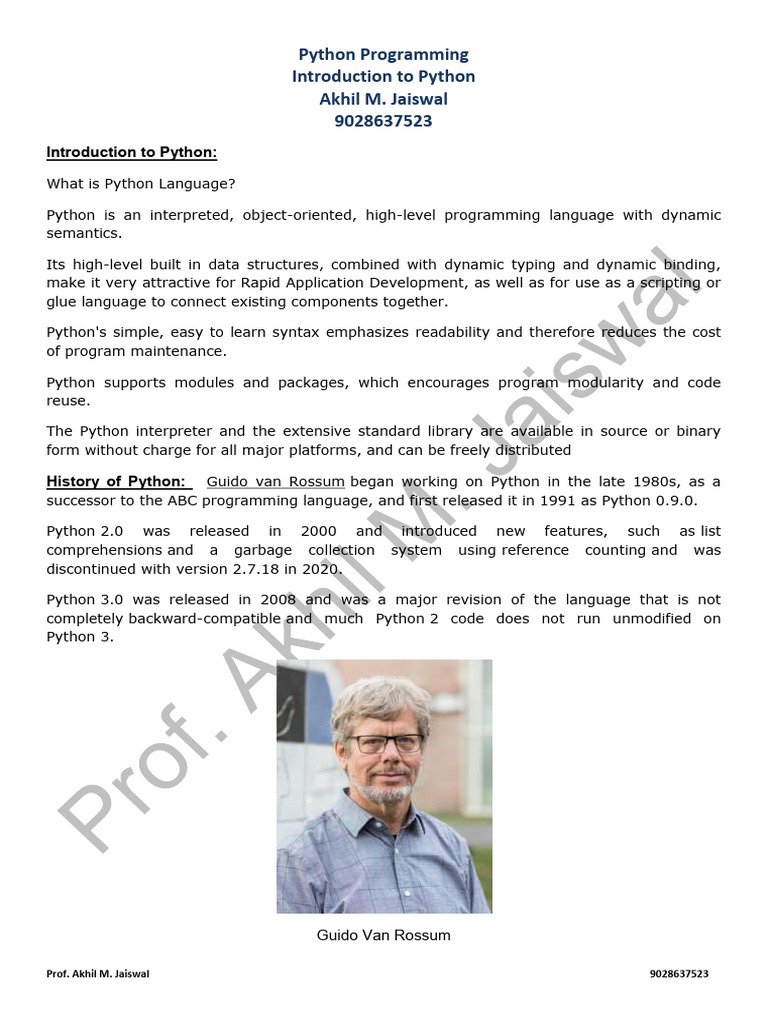 Python Unit 1 Complete Prof Akhil Jaiswal No Pdf Data Type Python Programming Language