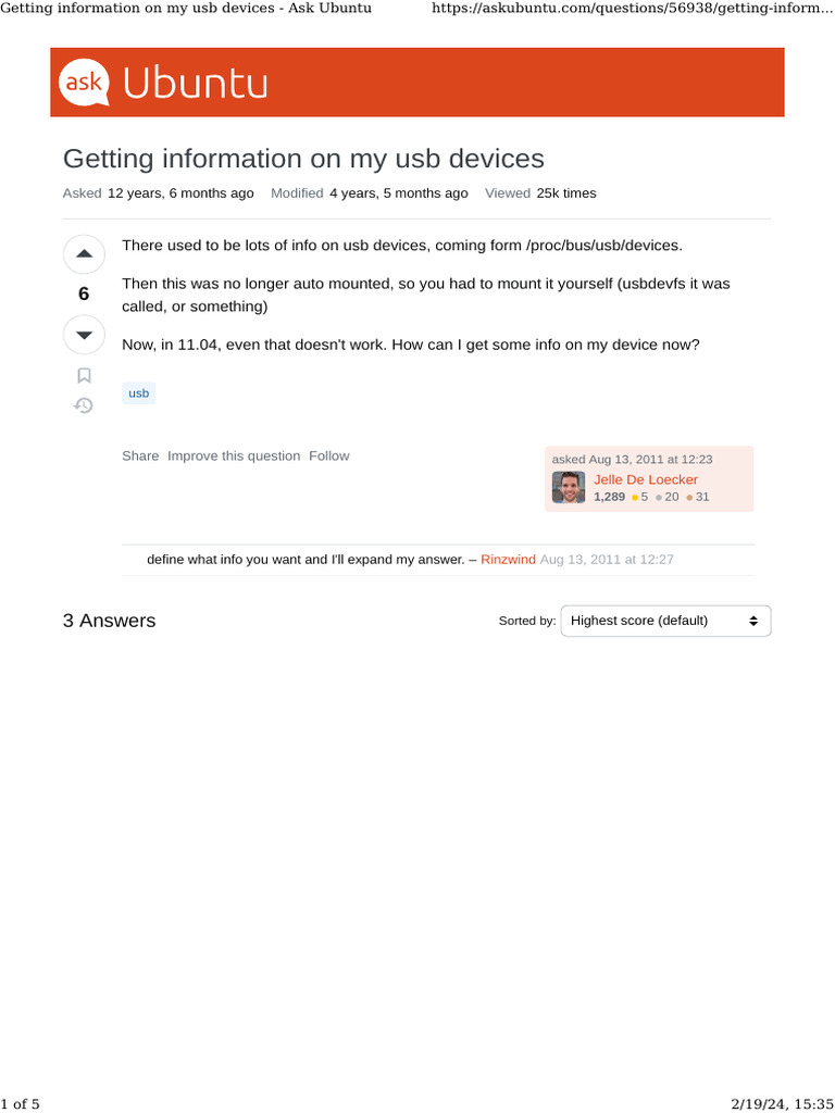 Ubuntu USB Device Info Guide | PDF | Usb | Unix Variants