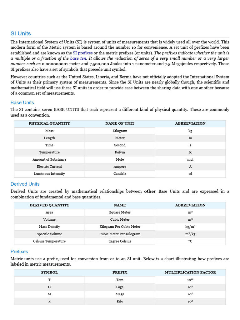 SI Units - Chemistry LibreTexts | PDF | International System Of Units ...