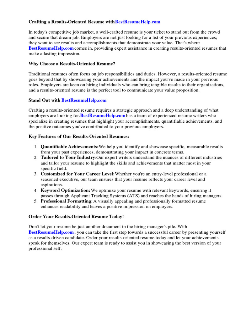 Results Oriented Resume | PDF | Project Management | Résumé