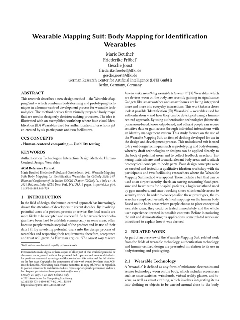 Wearable Mapping Suit Body Mapping For I | PDF | Wearable Technology ...