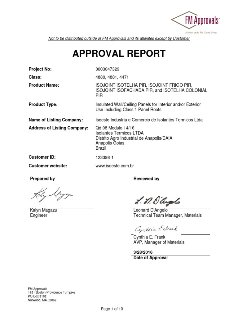Kingspan Isoeste FM Global 4880-4881-4471 - Approval Report | PDF ...