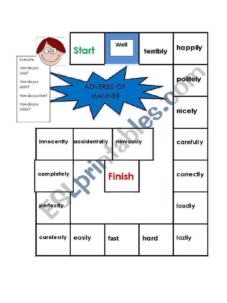 Adverbs of Manner Boardgame | PDF