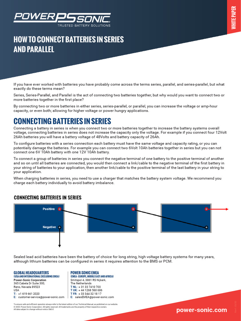 Connecting Batteries: Series & Parallel Guide | PDF | Series And ...