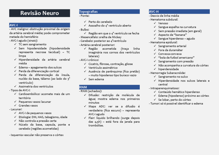 Resumo AVC | PDF | AVC | Cerebelo