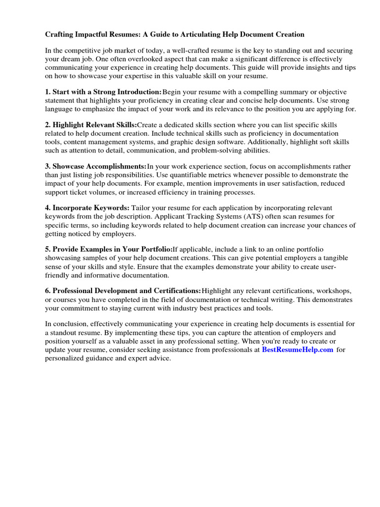 Resume How To Say Created Help Documents | Download Free PDF | Résumé