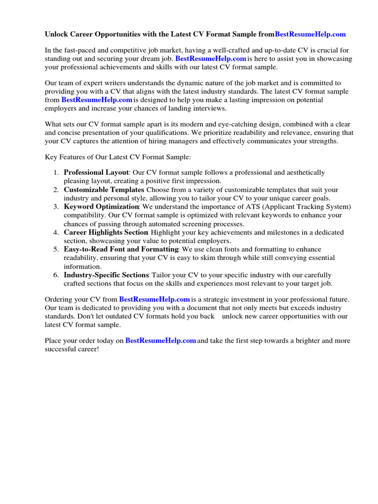 Latest CV Format Sample | PDF | Résumé