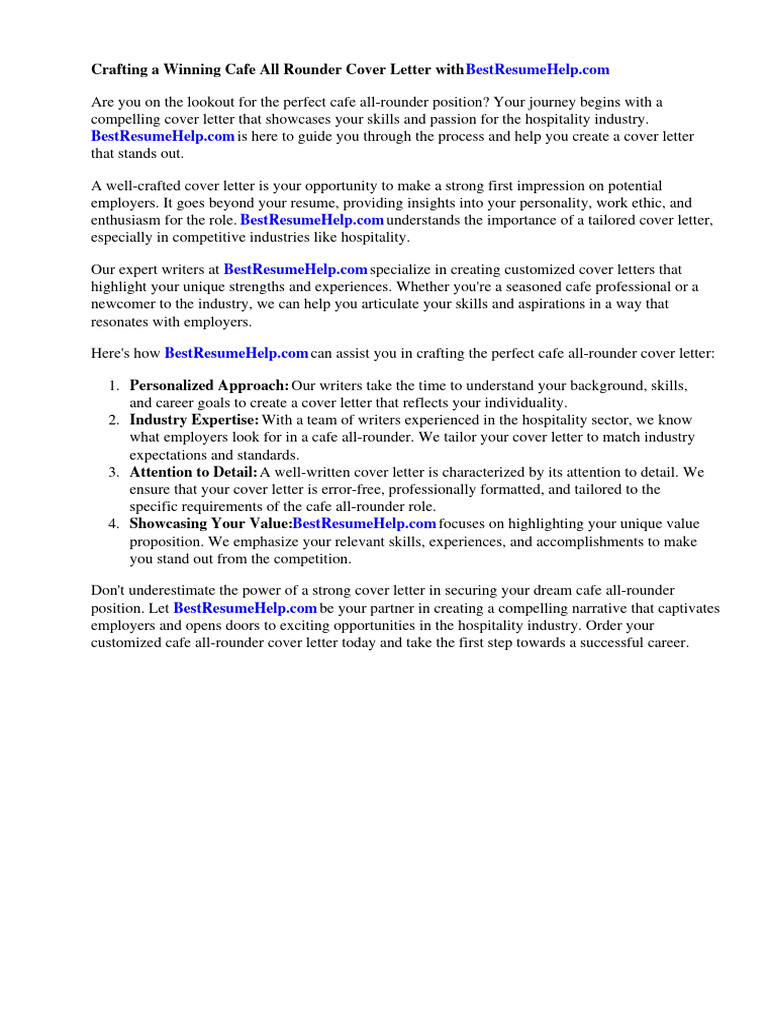 Cafe All Rounder Cover Letter Guide | PDF | Résumé | Recruitment