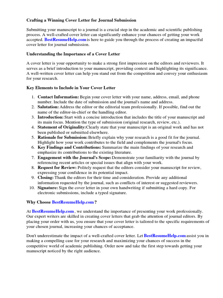 Cover Letter For Journal Submission | PDF | Academic Journal | Information
