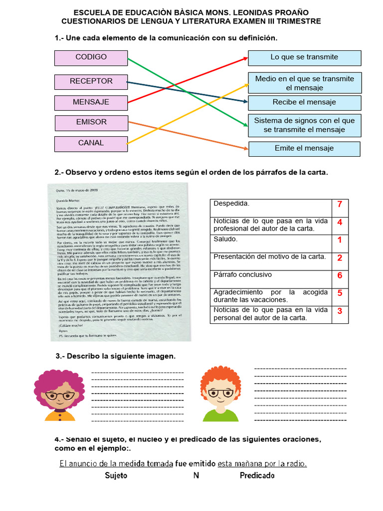 Pregunta de Lengua y Literatura III Trimestre | PDF | Estudios de ...