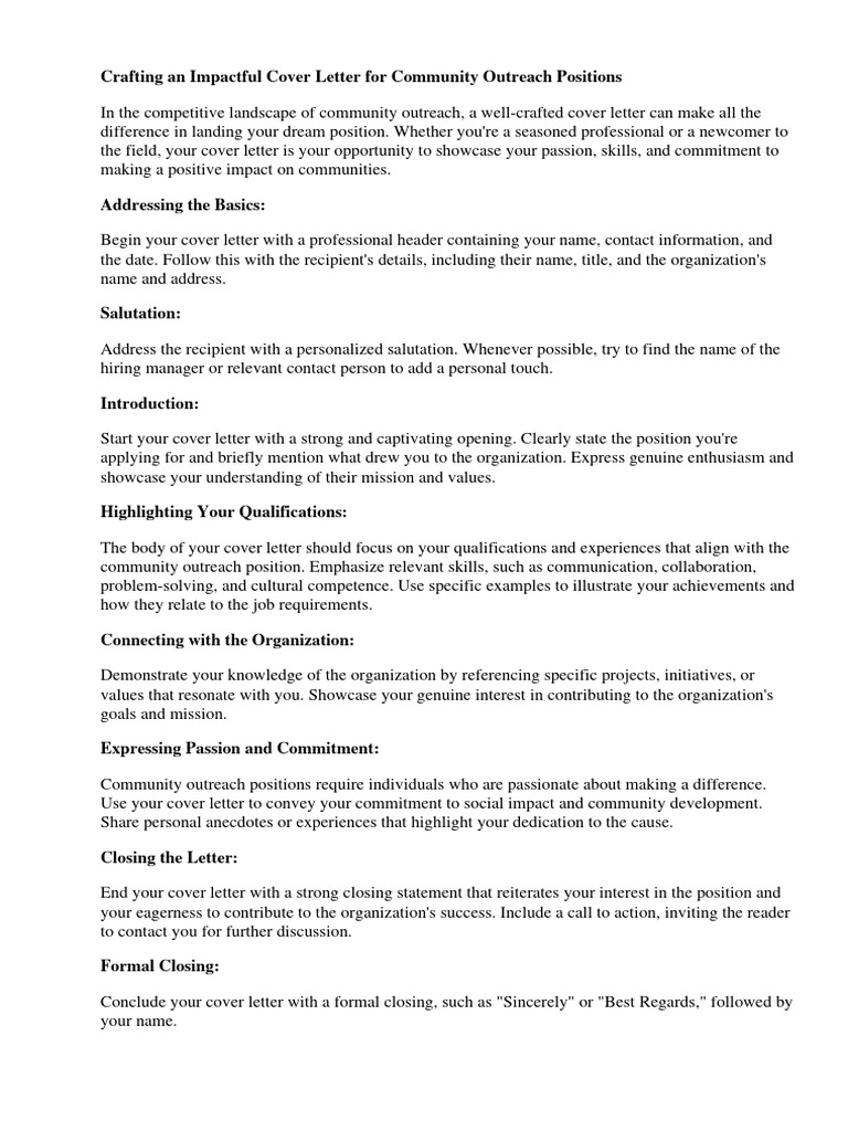Cover Letter For Community Outreach | PDF | Résumé | Communication