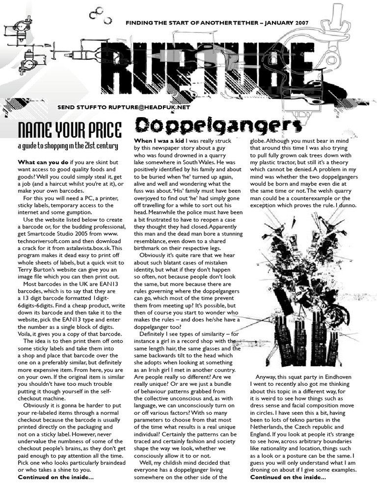 Rupture Jan07 Screen | Download Free PDF | Barcode