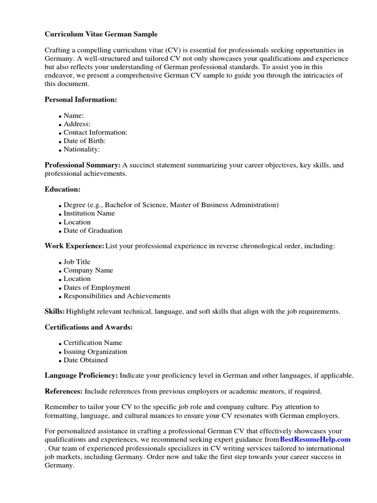German CV Sample and Writing Guide | PDF | Résumé