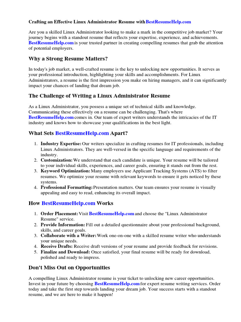 Linux Administrator Resume | PDF | Linux | Résumé