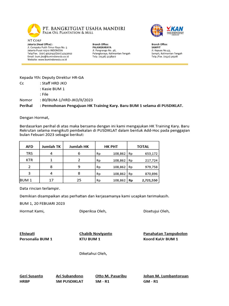 HK Training Di Pusdiklat Bum 1 | PDF