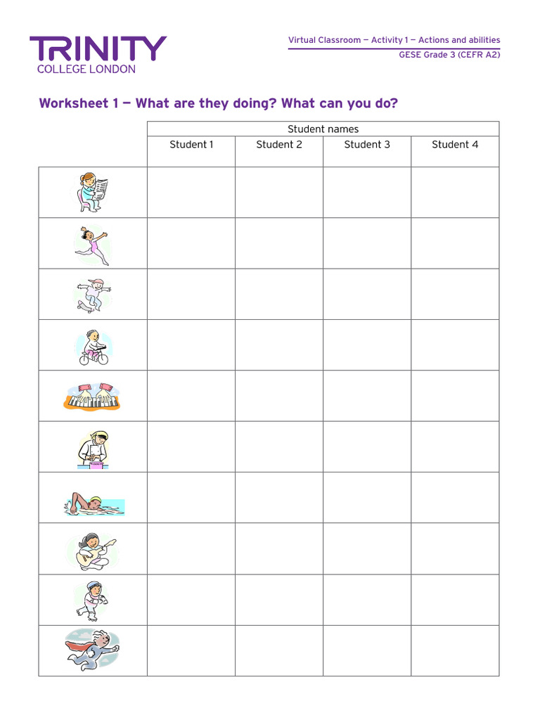 GESE G3 - Virtual Classroom - Activity 1 - Worksheet 2 | PDF