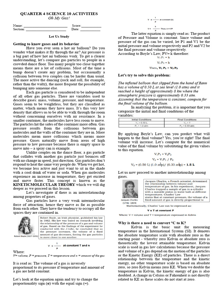 Q4 Module 1 Compressed | PDF | Gases | Temperature