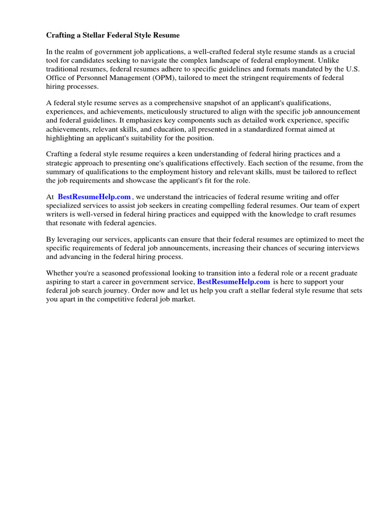 Federal Style Resume | PDF | Résumé | Employment Federal Style Resume | PDF | Résumé | Employment
