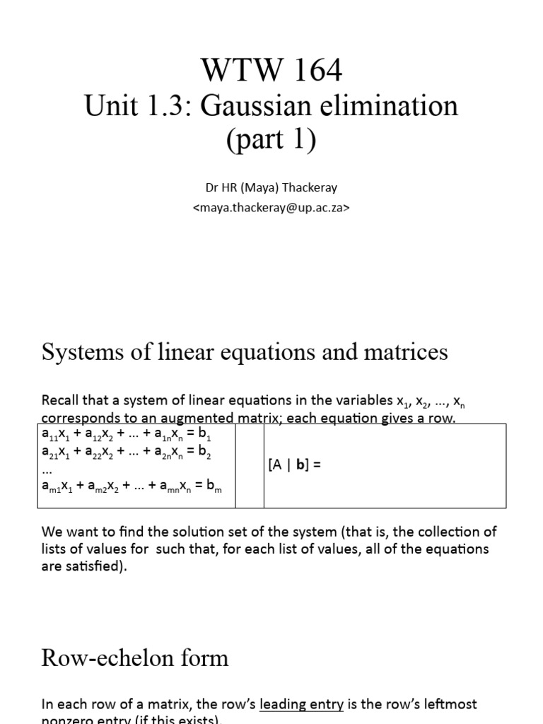 Unit1pt3gaussianelimpart1 Pdf Matrix Mathematics Algebra 