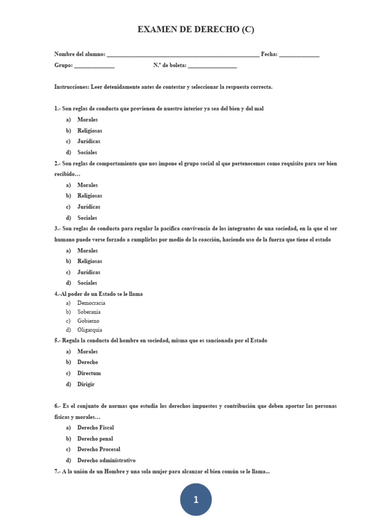 Examen de Derecho 3 | PDF