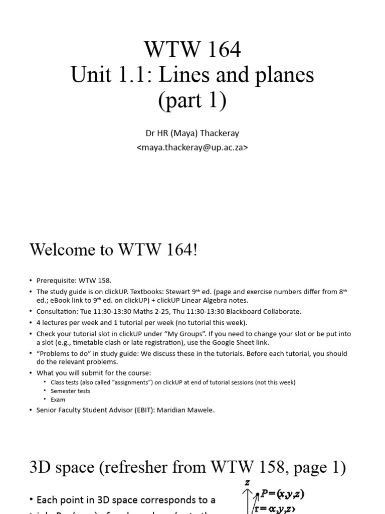 Unit1Pt1LinesPlanesPart1 | PDF | Line (Geometry) | Euclidean Vector