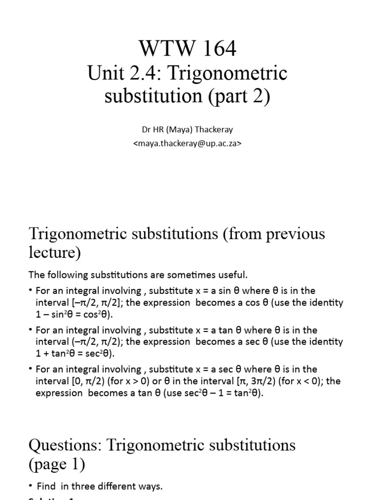 Unit 2 PT 4 Trig Sub Part 2 | PDF | Geometry | Mathematical Concepts