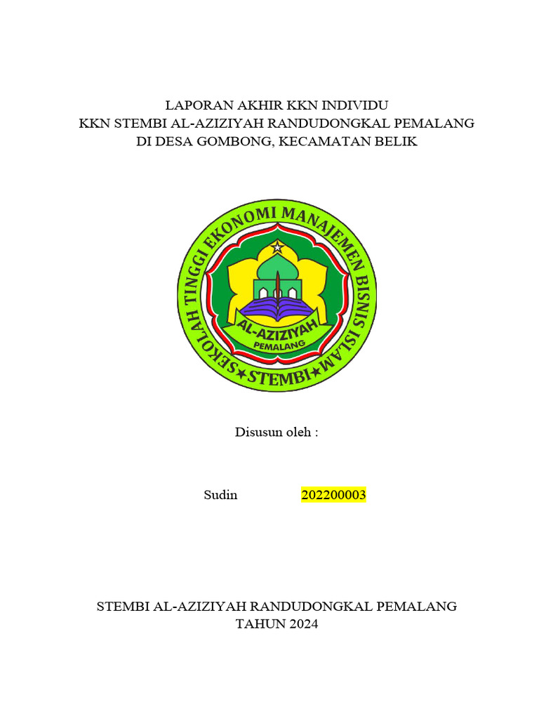 KKN Sinergitas di Desa Gombong 2024 | PDF