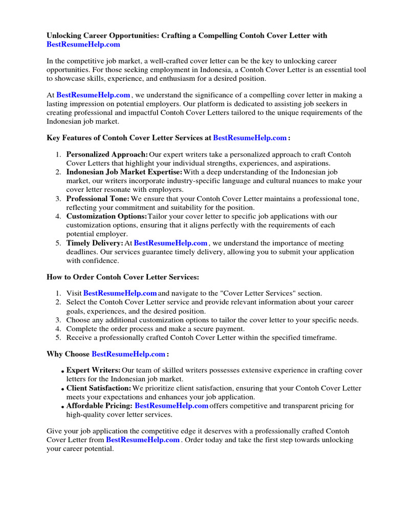 Contoh Cover Letter Fresh Graduate Bahasa Indonesia | PDF | Employment