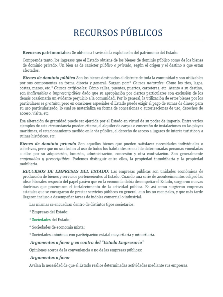Tipos de Recursos Públicos | PDF | Empresa de propiedad estatal | Business