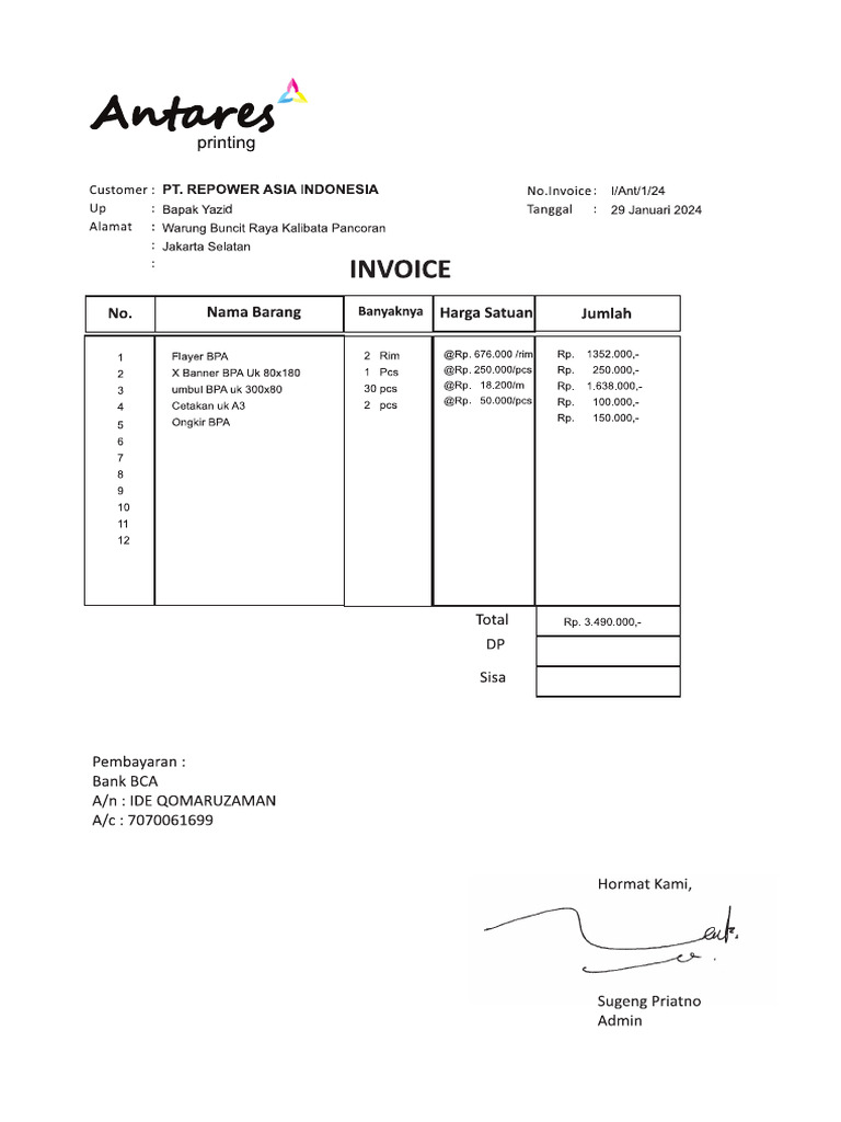 Invoice BPA 2024 | PDF