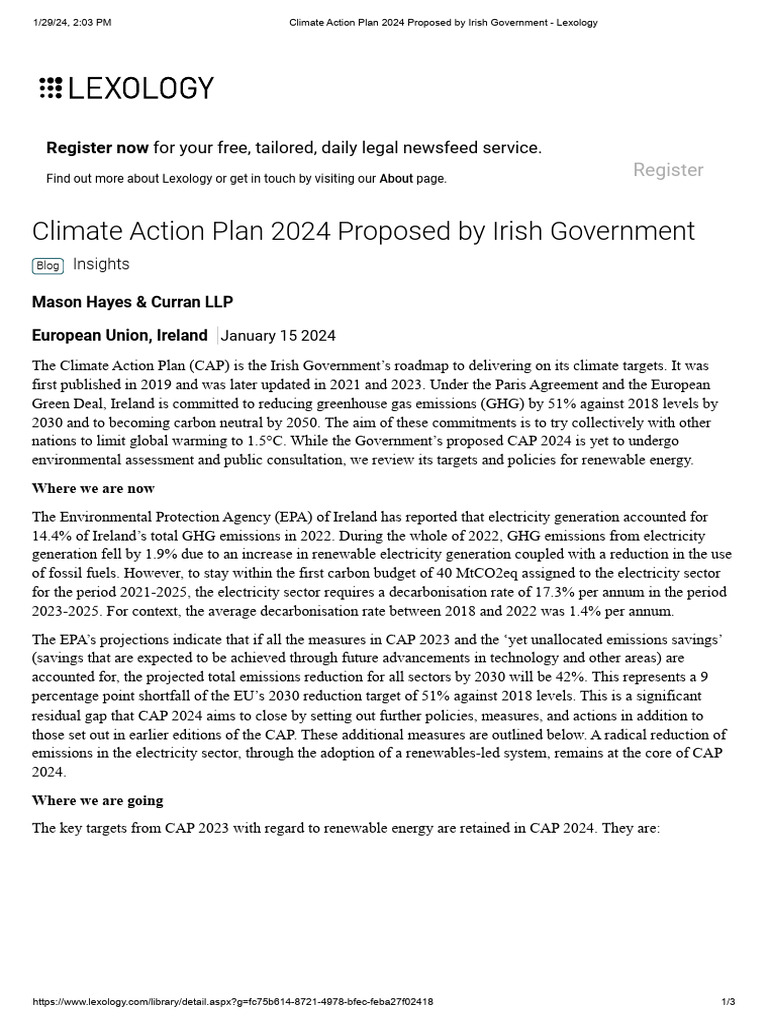 Climate Action Plan 2024 Proposed by Irish Government - Lexology | PDF ... Climate Action Plan 2024 Proposed by Irish Government - Lexology | PDF ...