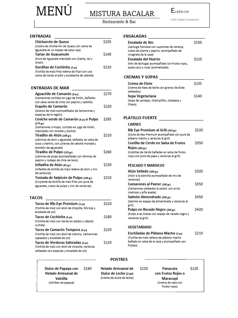MENÚ MISTURA 2021 | PDF | Postres | Taco