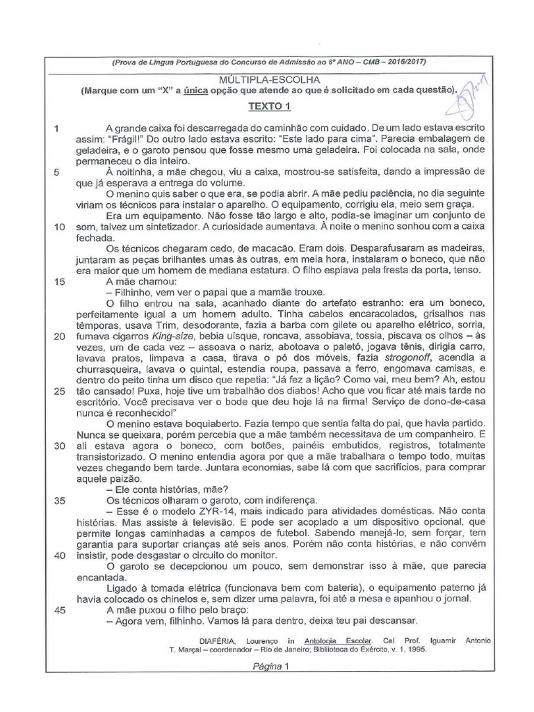 PROVA 2-cmb - 2016-2017-Portugues-Fundamental | PDF