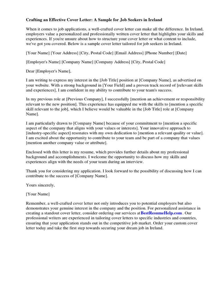 Cover Letter Sample Ireland | PDF | Résumé